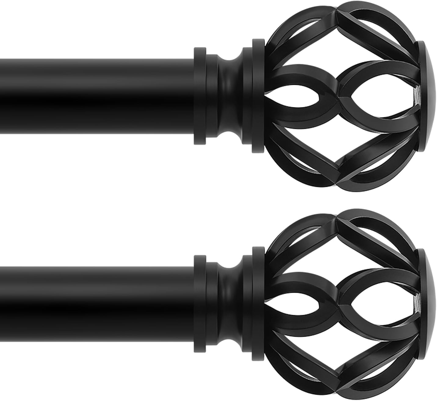 2 Pack Black Curtain Rods for Windows 48 to 84 Inch(4-7Ft), 1 Inch ...