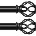 2 Pack Black Curtain Rods for Windows 48 to 84 Inch, Decorative 1 Inch ...
