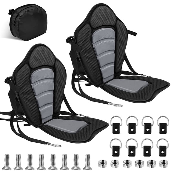 2 Pack Black Gray Kayak Seats With Support Adjustable Sit On Top Padded ...