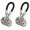 2 Pack Black Gunmetal 8-Ring Keychain Organizers with Braided Loops ...