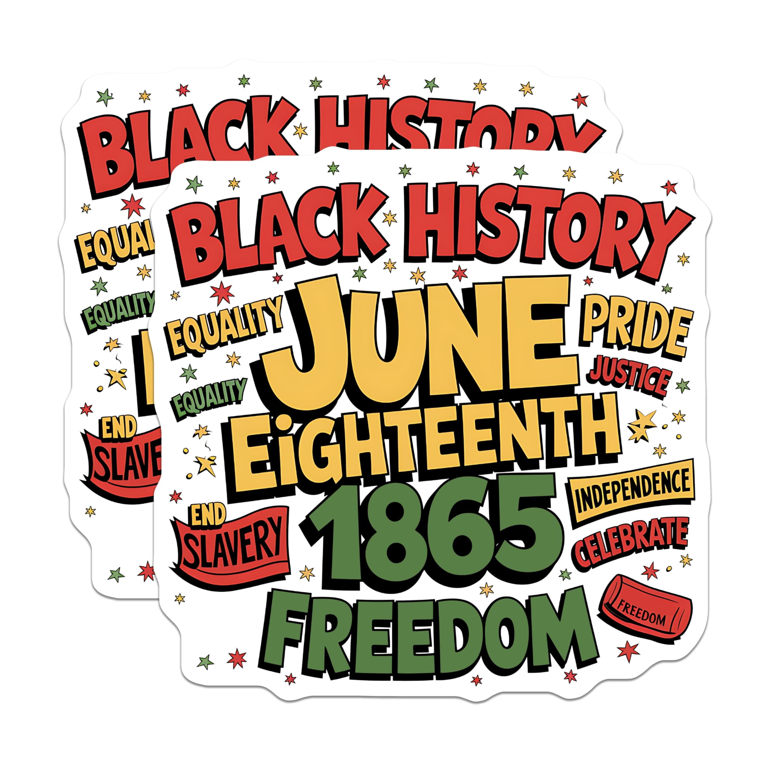 (2 Pack) Black History June Eighteenth 1865 Magnets - Equality Freedom ...