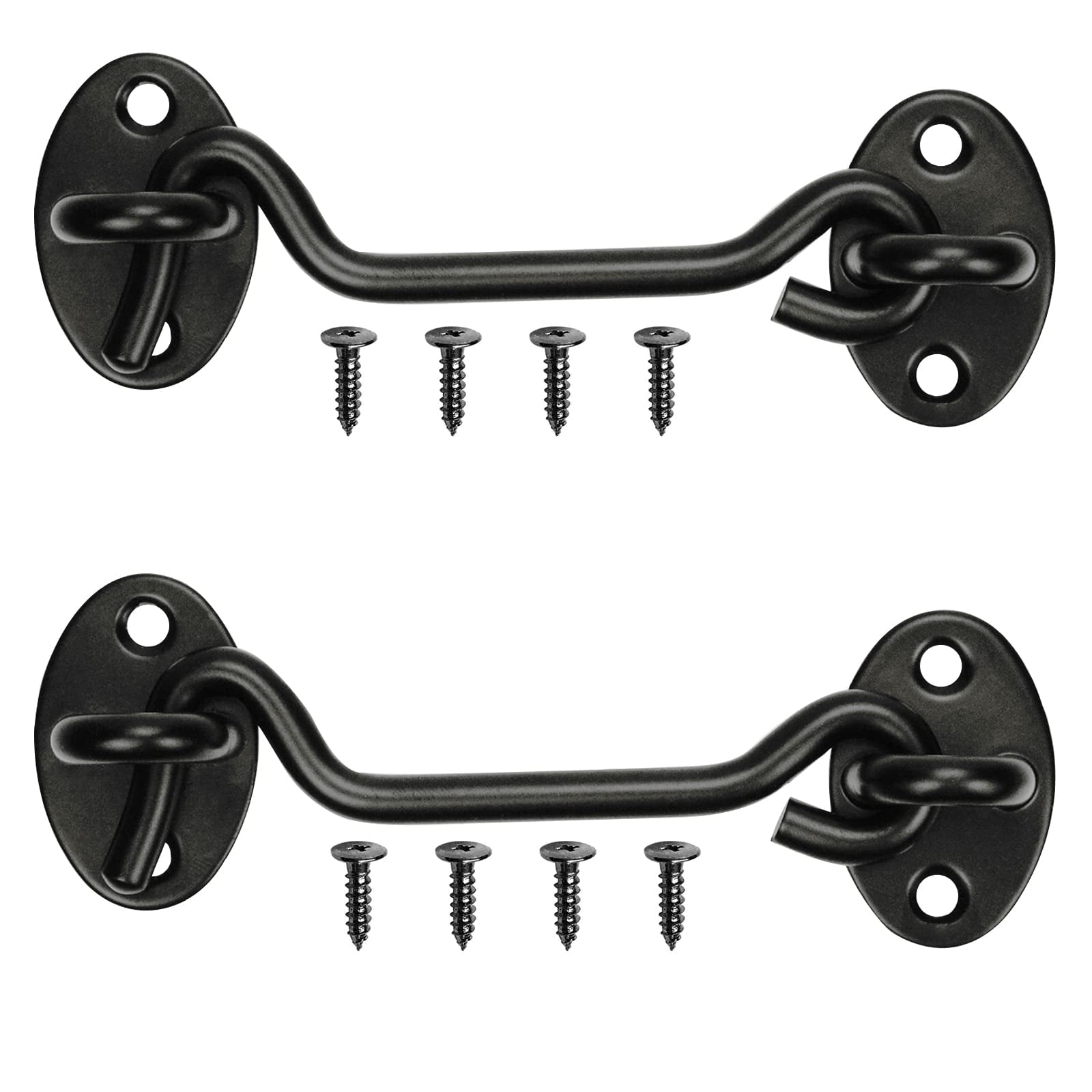 2 Pack Black Hook Lock for Door, 4 Inch Barn Door Latch Hook and Eye ...