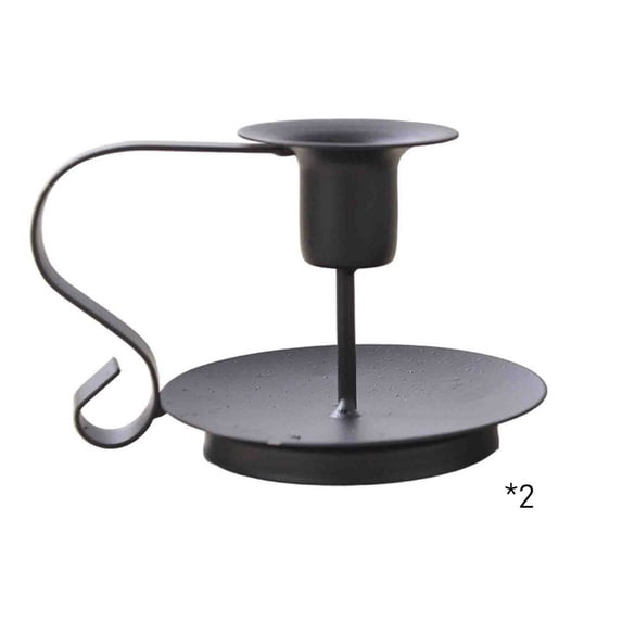 2 Pack Black Iron Metal Modern Candlestick Holder Candle Stand Table ...