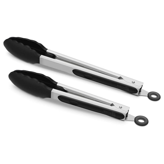 2 Pack Black Kitchen Tongs, Premium Silicone BPA Free Non-Stick ...