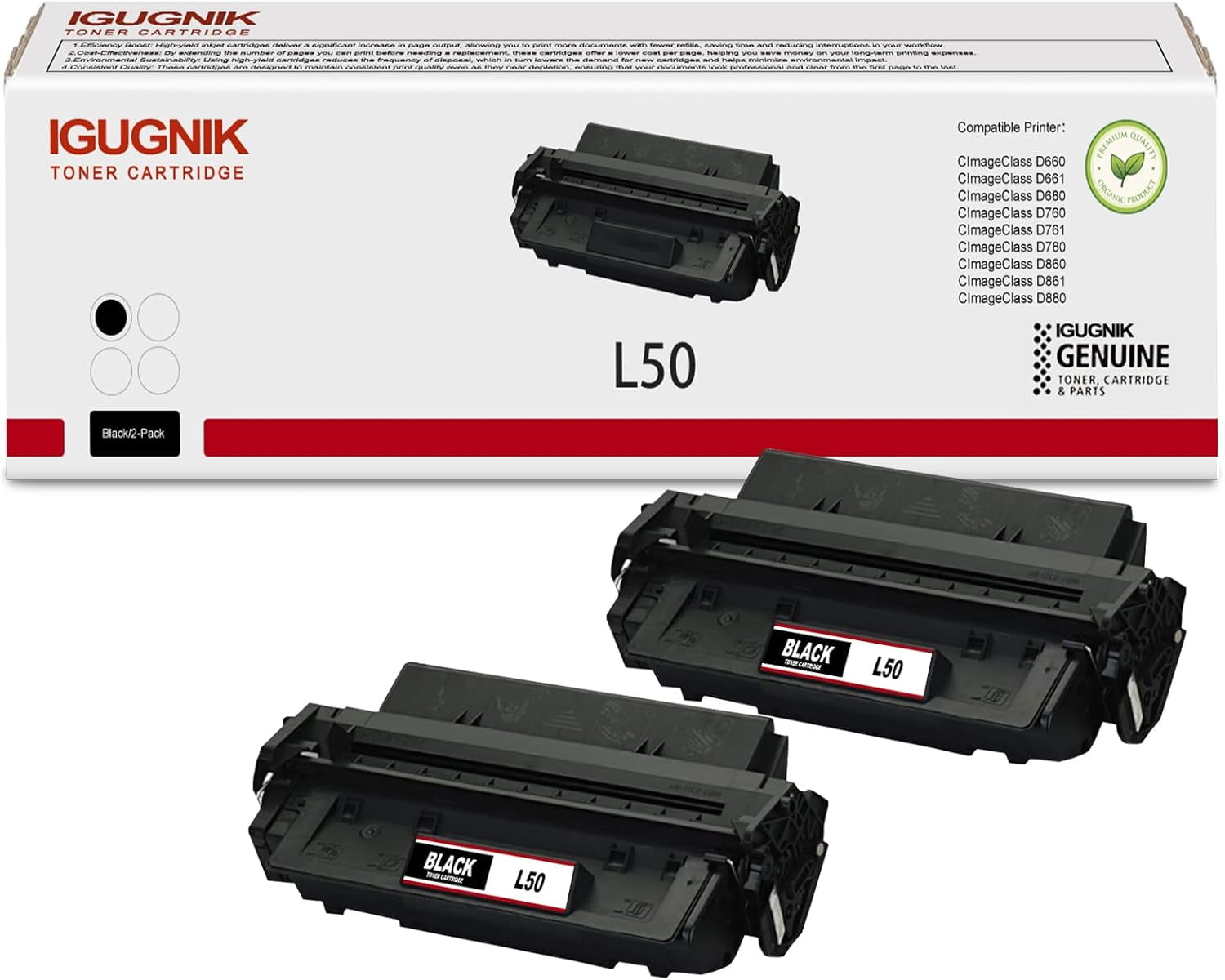 2-Pack Black L50 Cartridge Toner Cartridges, Replacement for Canon L50 ...