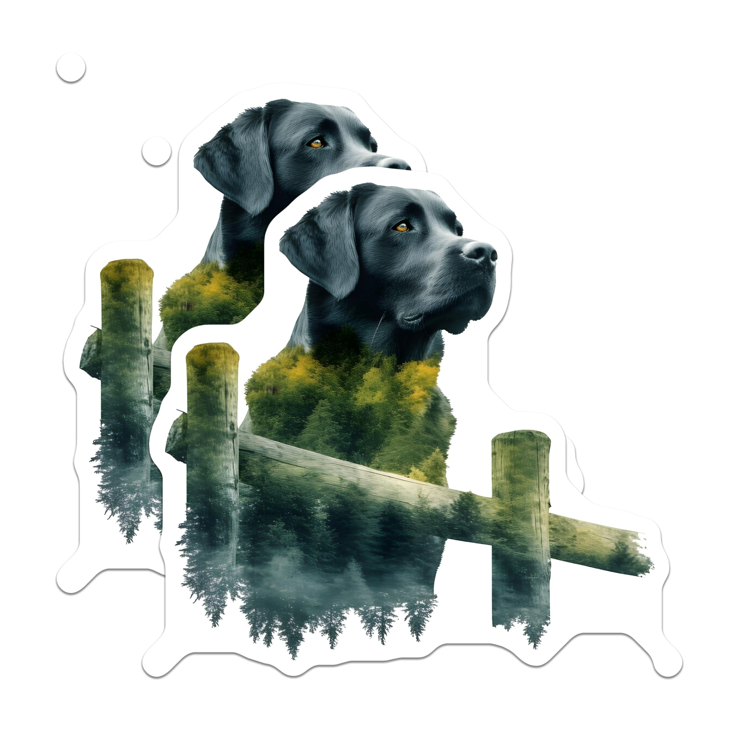 (2 Pack) Black Lab Stickers - Dog Breed Decals - Unique Forest Design ...