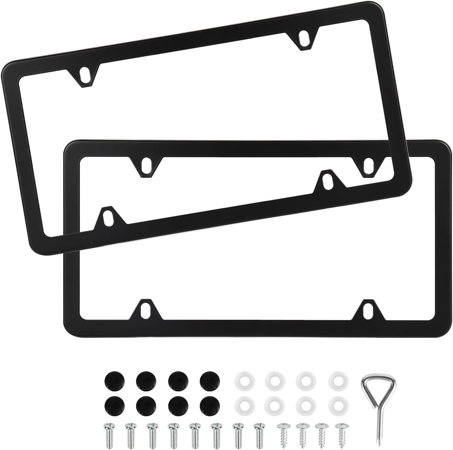 2 Pack Black License Plate Frames, Stainless Steel License Plate Cover ...