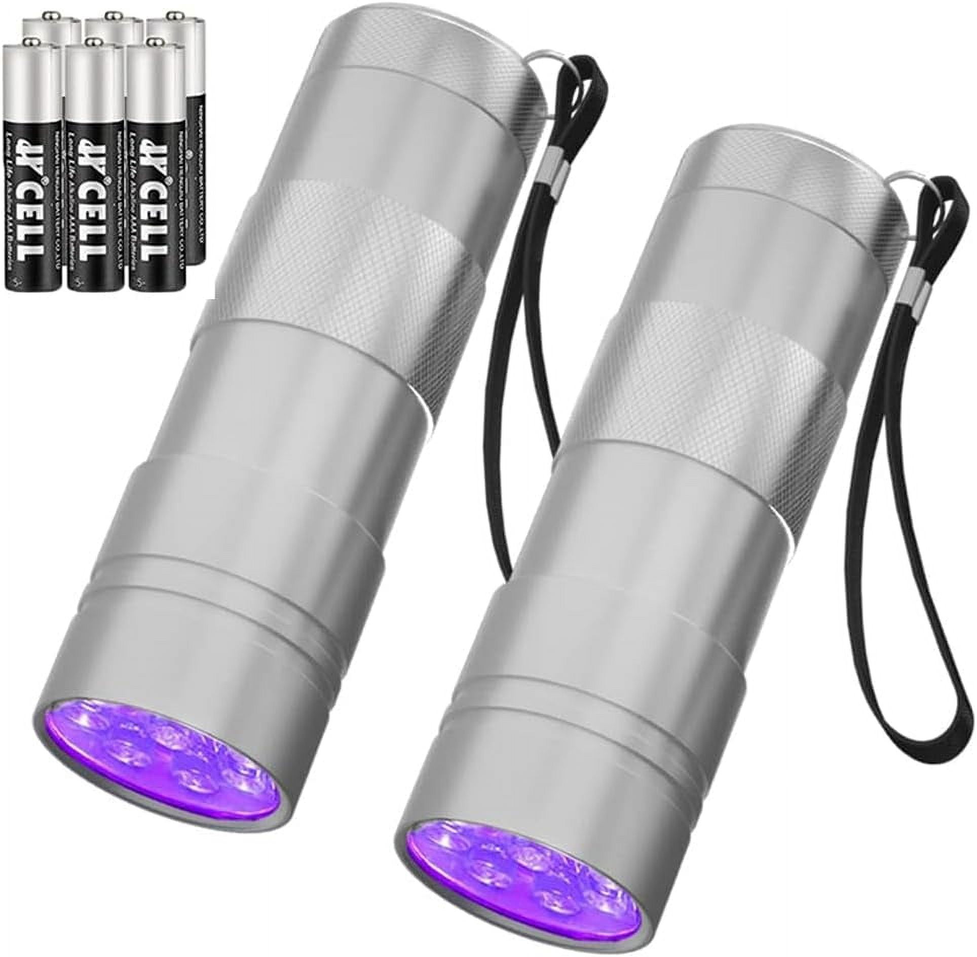 2 Pack Black Light Flashlights, 12 LED Small UV Light 395nm, Handheld ...