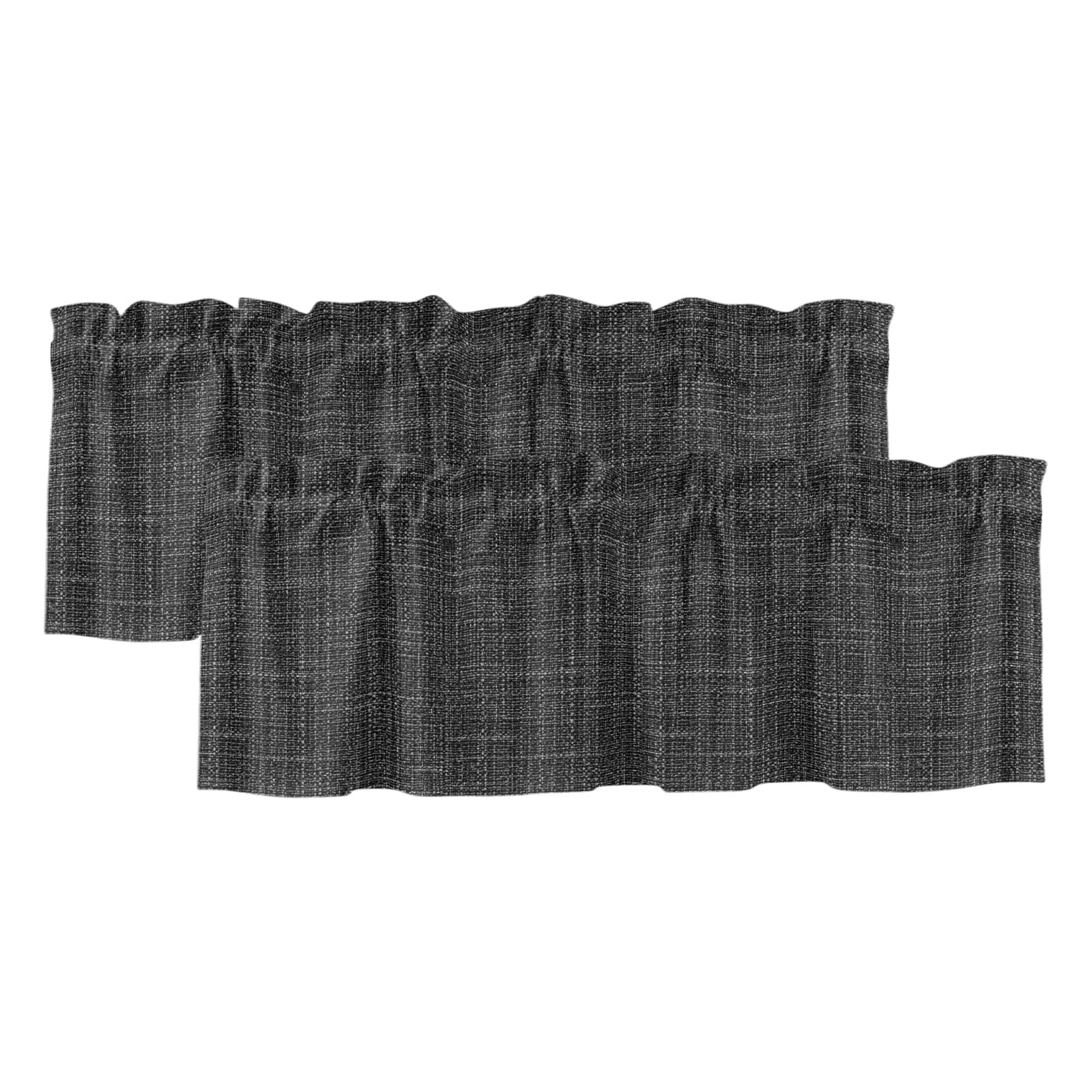 2 Pack Black Linen Valance for Window Rustic Boho Natural Luxury Fabric ...