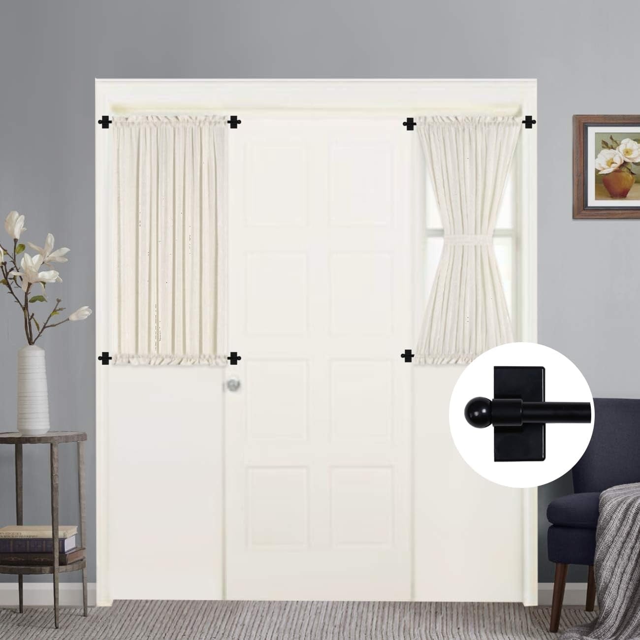 2 Pack Black Magnetic Curtain Rods Extends from 16 inch to 28 inch for ...