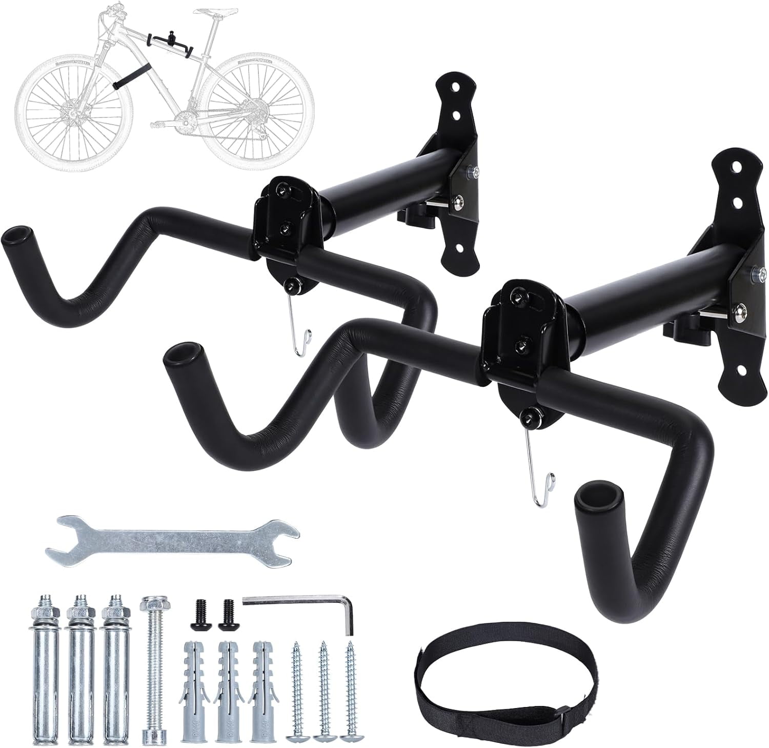 2 Pack Black Metal Bike Rack, Wall Mount Bike Hangers for Indoor Bike ...