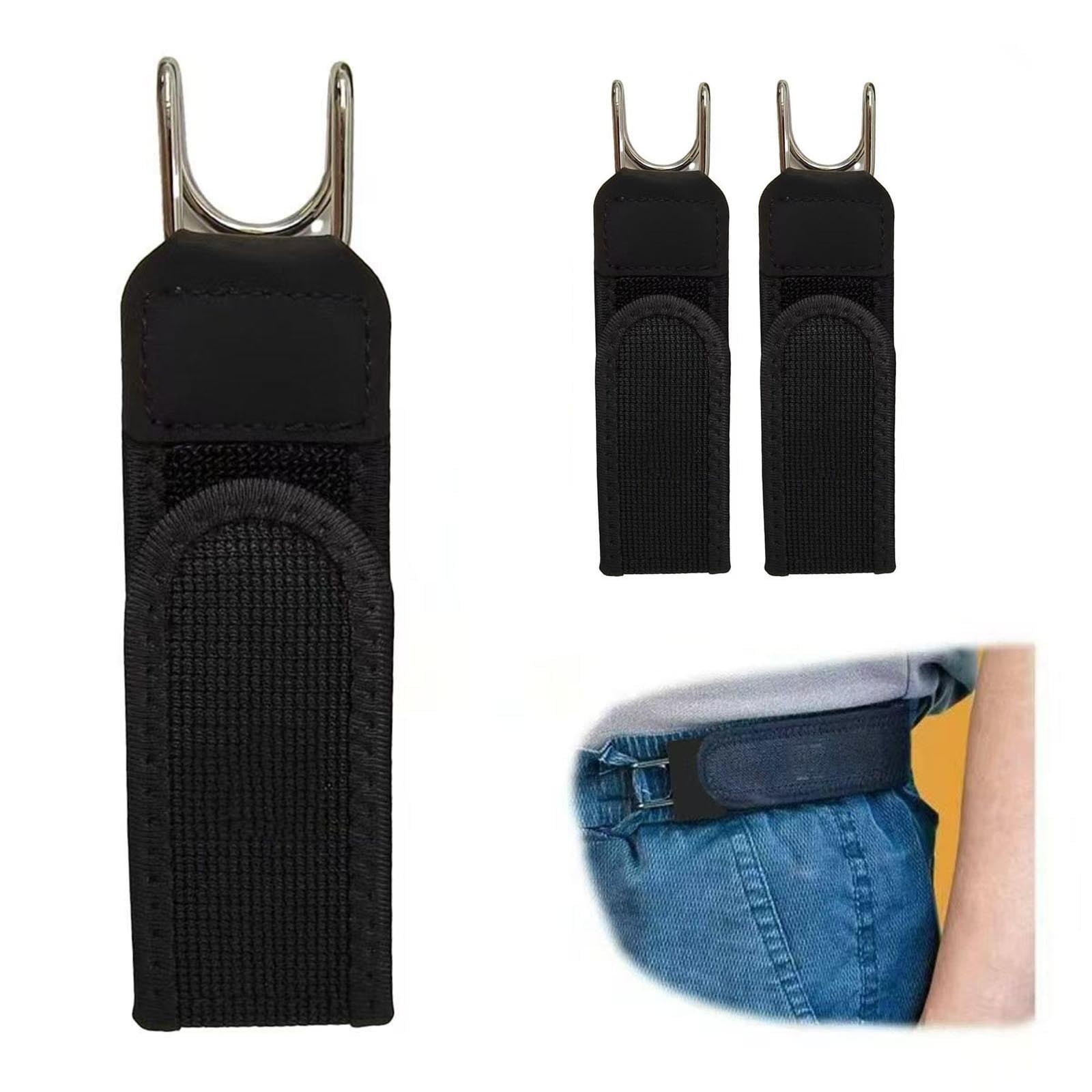 2-Pack Black Metal Hook Elastic Belt, Buckle Less Invisible Waistband ...