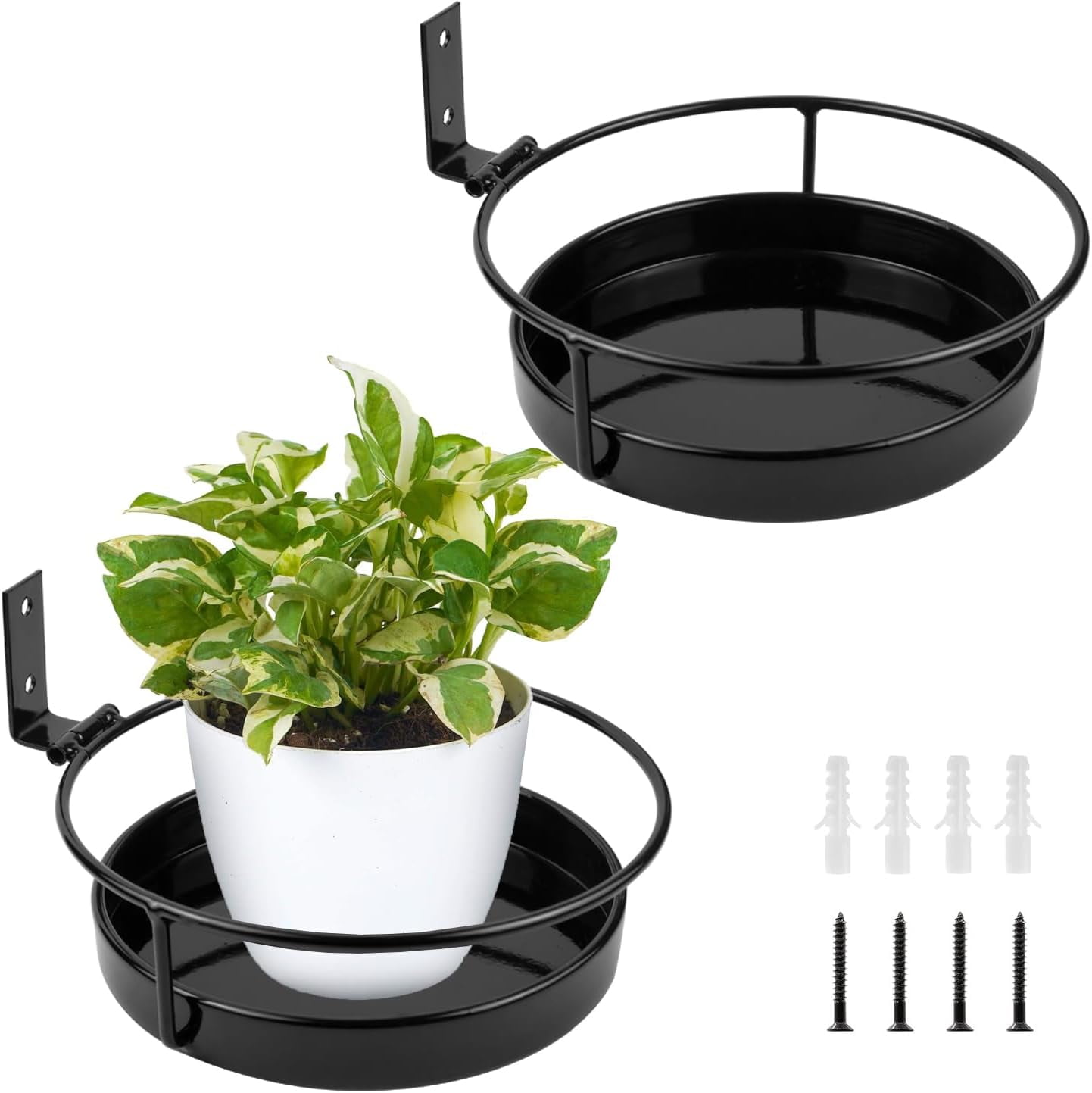 2-Pack Black Metal Wall Planters – Floating Shelf Hangers for Indoor ...