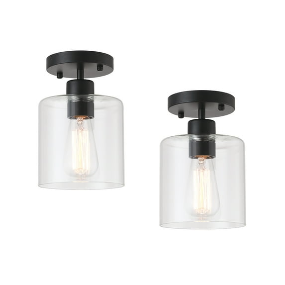 2 Pack Black Modern Semi Flush Mount Ceiling Light,Rustic Ceiling Light ...