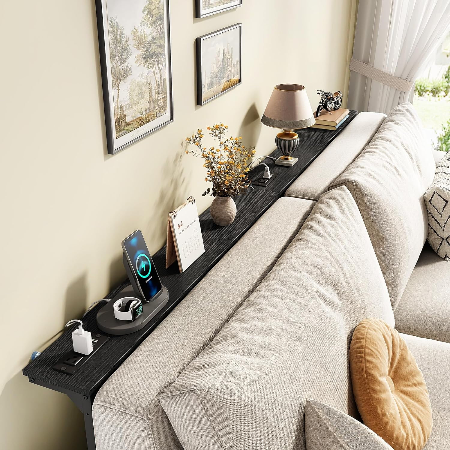 2-Pack Black Narrow Console Table Behind Couch, Adjustable Height (25 ...