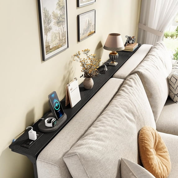 2-Pack Black Narrow Console Table Behind Couch, Adjustable Height (25 ...