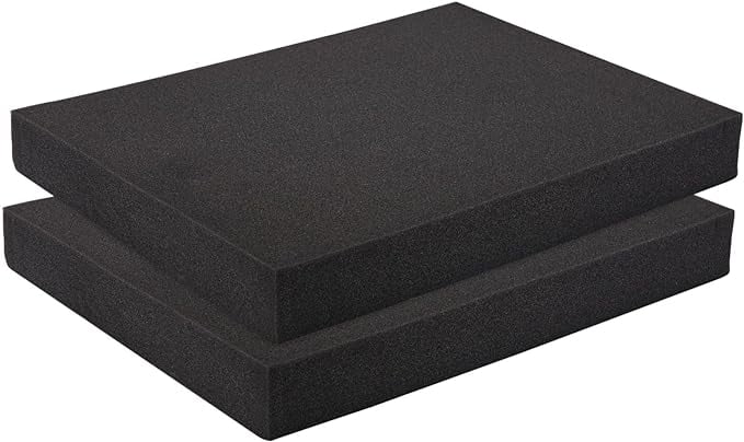 2 Pack Black Packing Foam Sheets, 2 Inch Polyurethane Cushioning ...