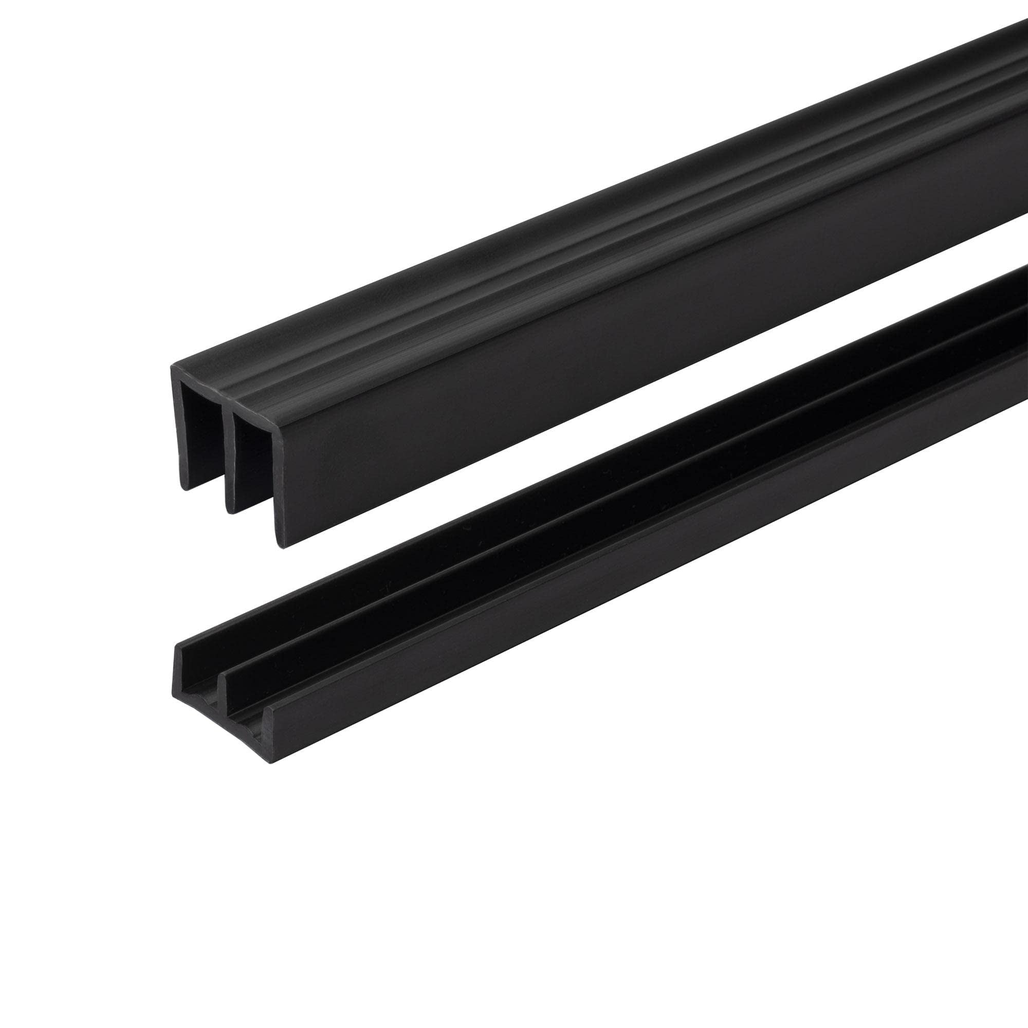 2 Pack Black Plastic Sliding Door Track Set for 1/4" Thick Panels ...