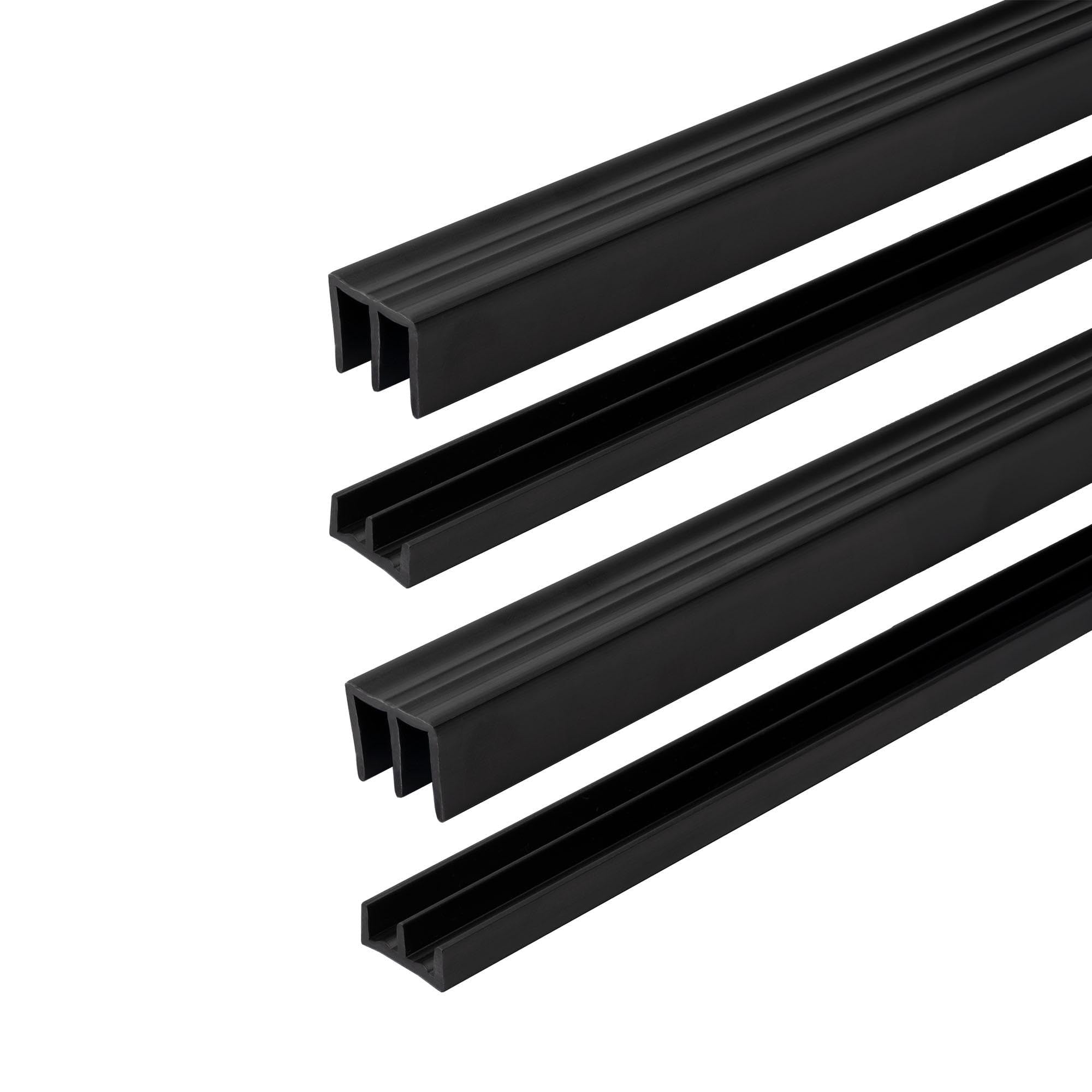 2 Pack Black Plastic Sliding Door Track Set for 1/4" Thick Panels ...