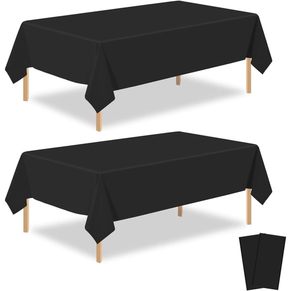 2 Pack Black Plastic Table Cloth Disposable Rectangle Tablecloth 54 x ...