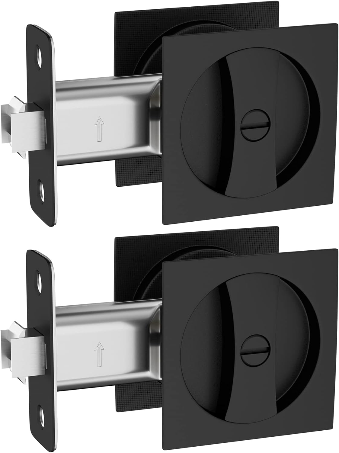 2 Pack Black Pocket Door Hardware, Pocket Door Lock Matte Black, Square ...