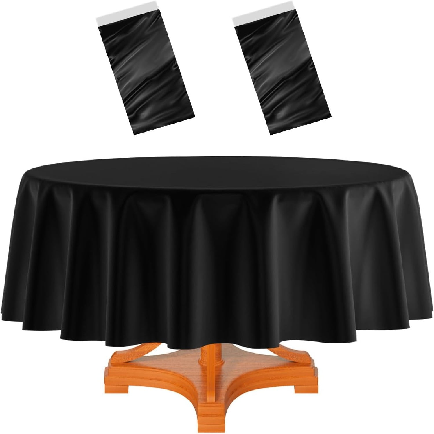 2 Pack Black Round Tablecloth 84 Inch Round Plastic Table Cloth ...