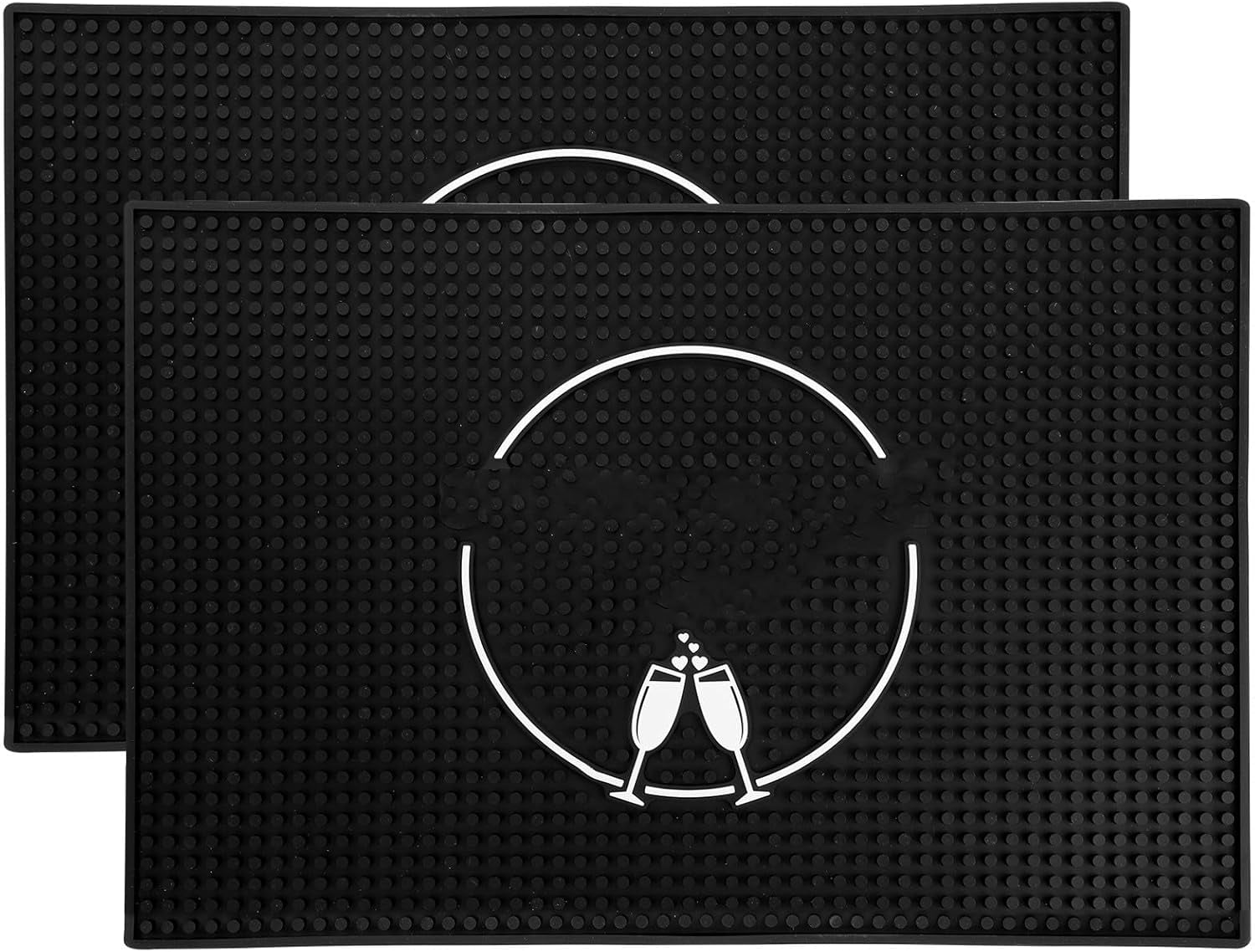 2 Pack Black Rubber Bar Mats, 18" x 12" Heavy Duty Bar Service Spill ...