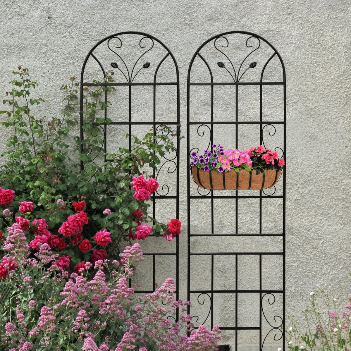 2-Pack Black Rustproof Metal Garden Trellis 86.7"×19.7" Outdoor ...