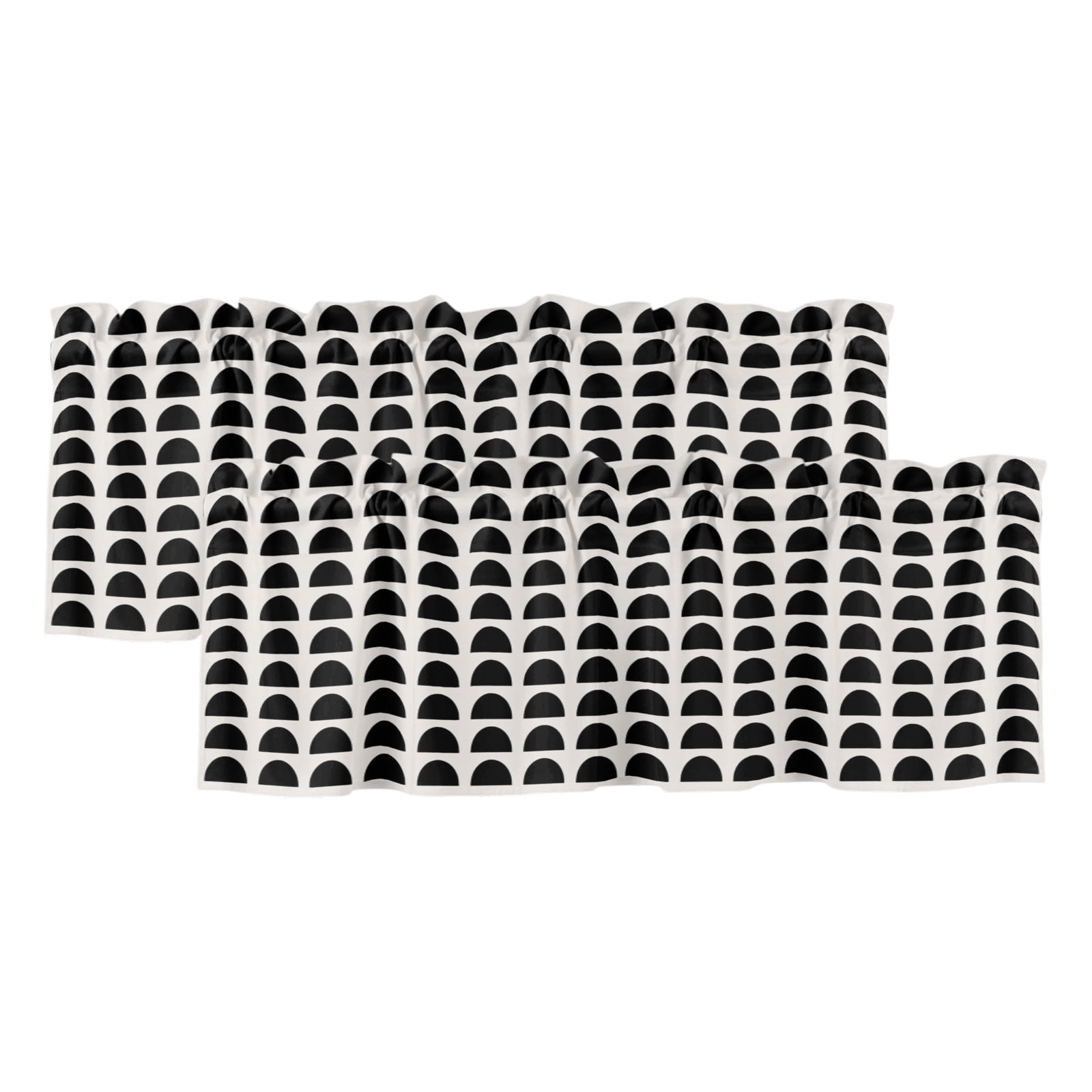 2 Pack Black Semicircles Valance for Window Boho Layered Modern ...