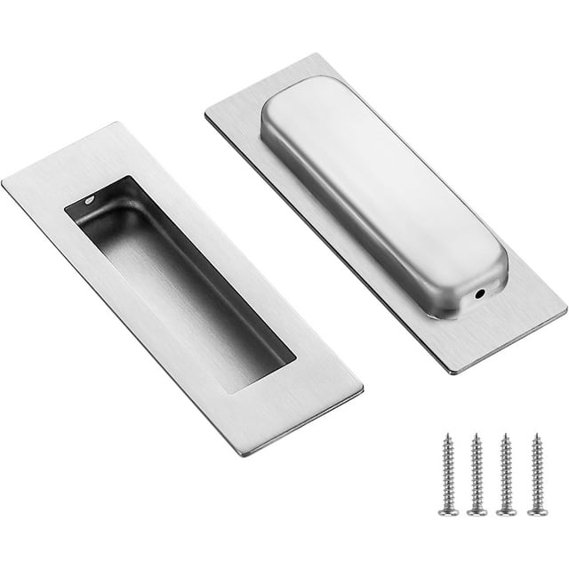 2 Pack Black Sliding Closet Door Handles Black Flush Pulls 5.9in Length ...