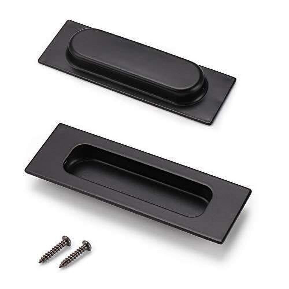(2 Pack) Black Sliding Door Pulls Rectangular Flush Stainless Steel ...