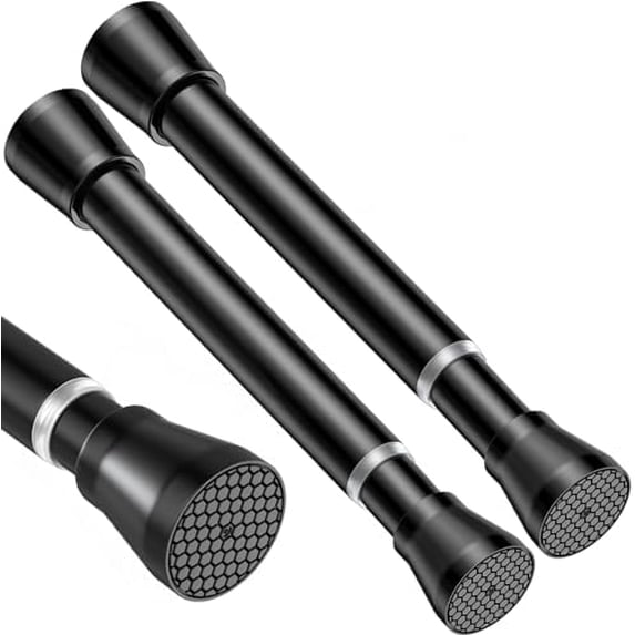 2 Pack Black Small Tension Curtain Rod 16-26 Inch,7/8" inch Adjustable ...