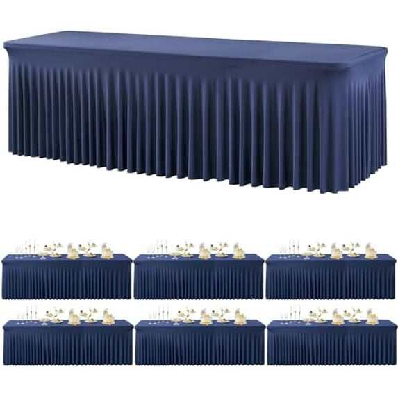 2 Pack Black Spandex Table Covers for 6 Foot Rectangle Tables, Wrinkle ...