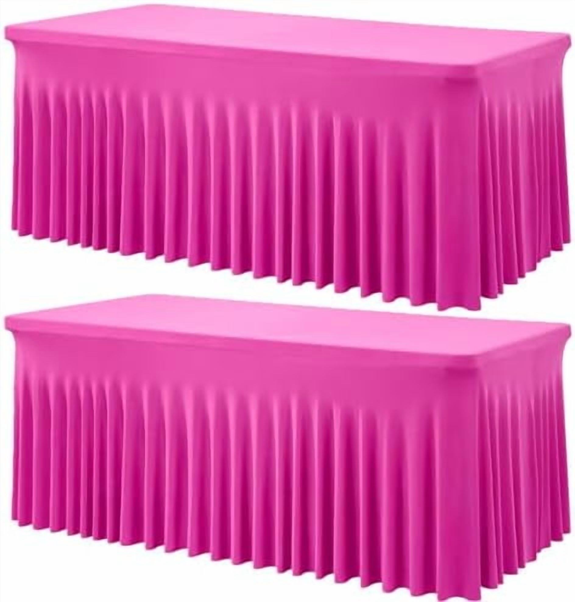 2 Pack Black Spandex Table Covers for 6 Foot Rectangle Tables, Wrinkle ...