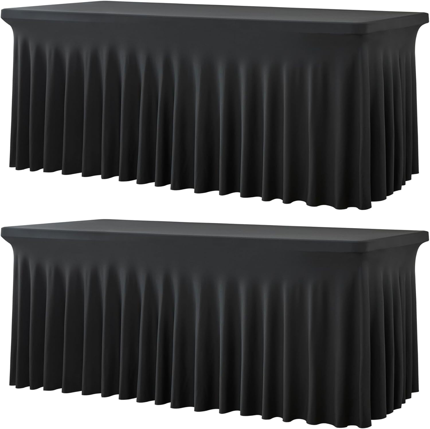 2 Pack Black Spandex Tablecloths for 4 ft Rectangle Tables, Wrinkle ...