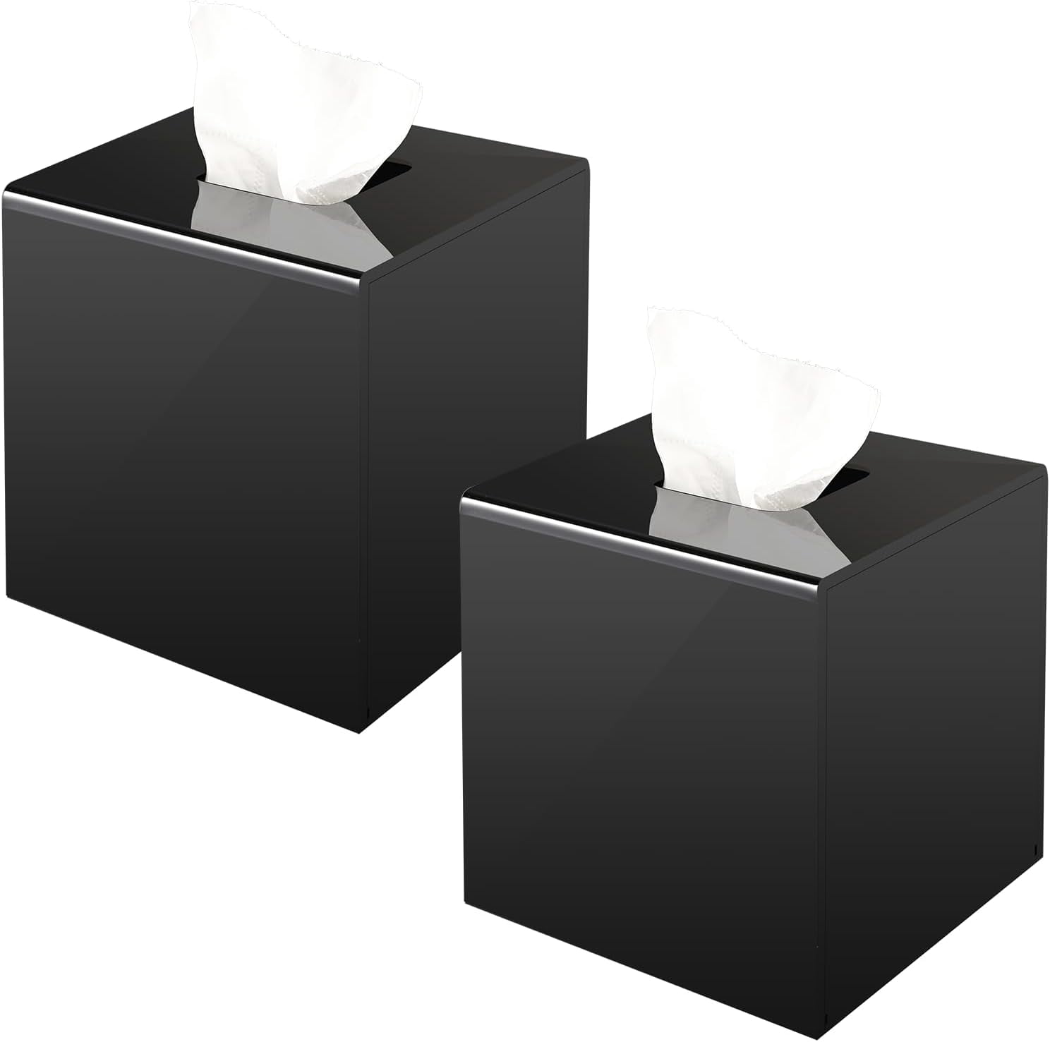 2 Pack Black Square Tissue Box Cover Bulk, Acrylic Tissue Box Cover ...