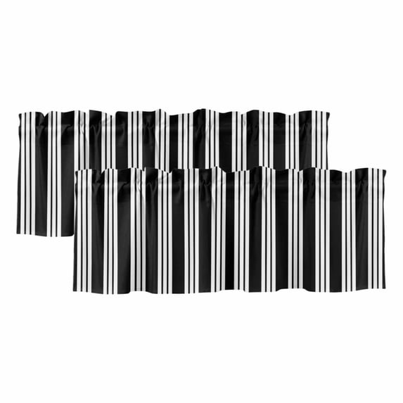 2 Pack Black Striped Valance for Window Modern Classic Stripes Rustic ...