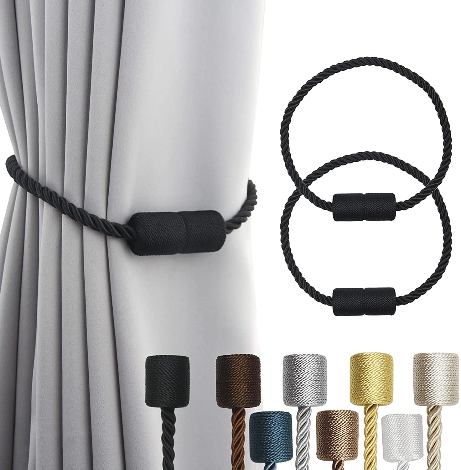 2 Pack Black Strong Magnetic Curtain Tiebacks Outdoor Elegant ...