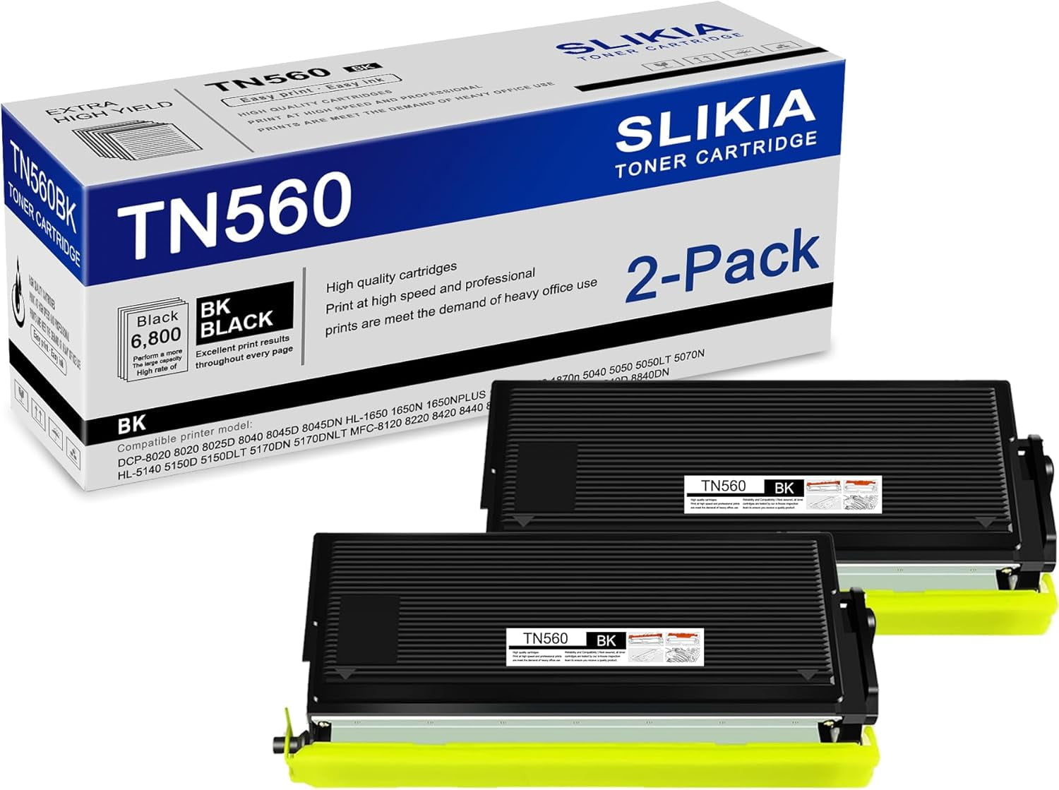 2-Pack Black TN570 Toner Cartridge: Compatible TN570 TN-570 Replacement ...