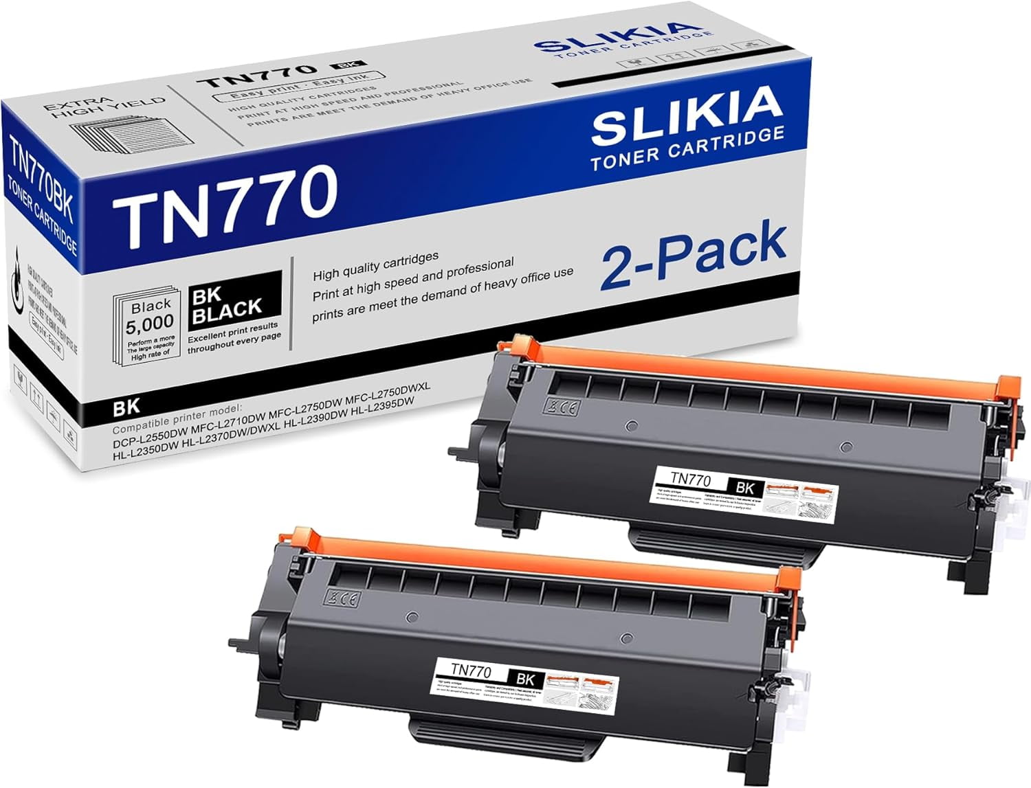2-Pack Black TN770 Toner Cartridge: Compatible TN770 TN-770 Replacement ...