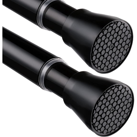 2 Pack Black Tension Curtain Rod 30 to 64 Inch,Adjustable Curtain Rod ...