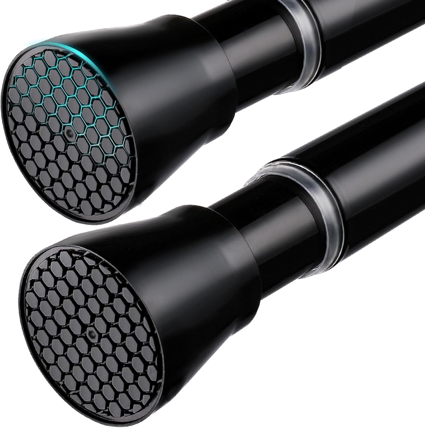 2 Pack Black Tension Curtain Rod 33 To 59 Inch Adjustable Expandable ...