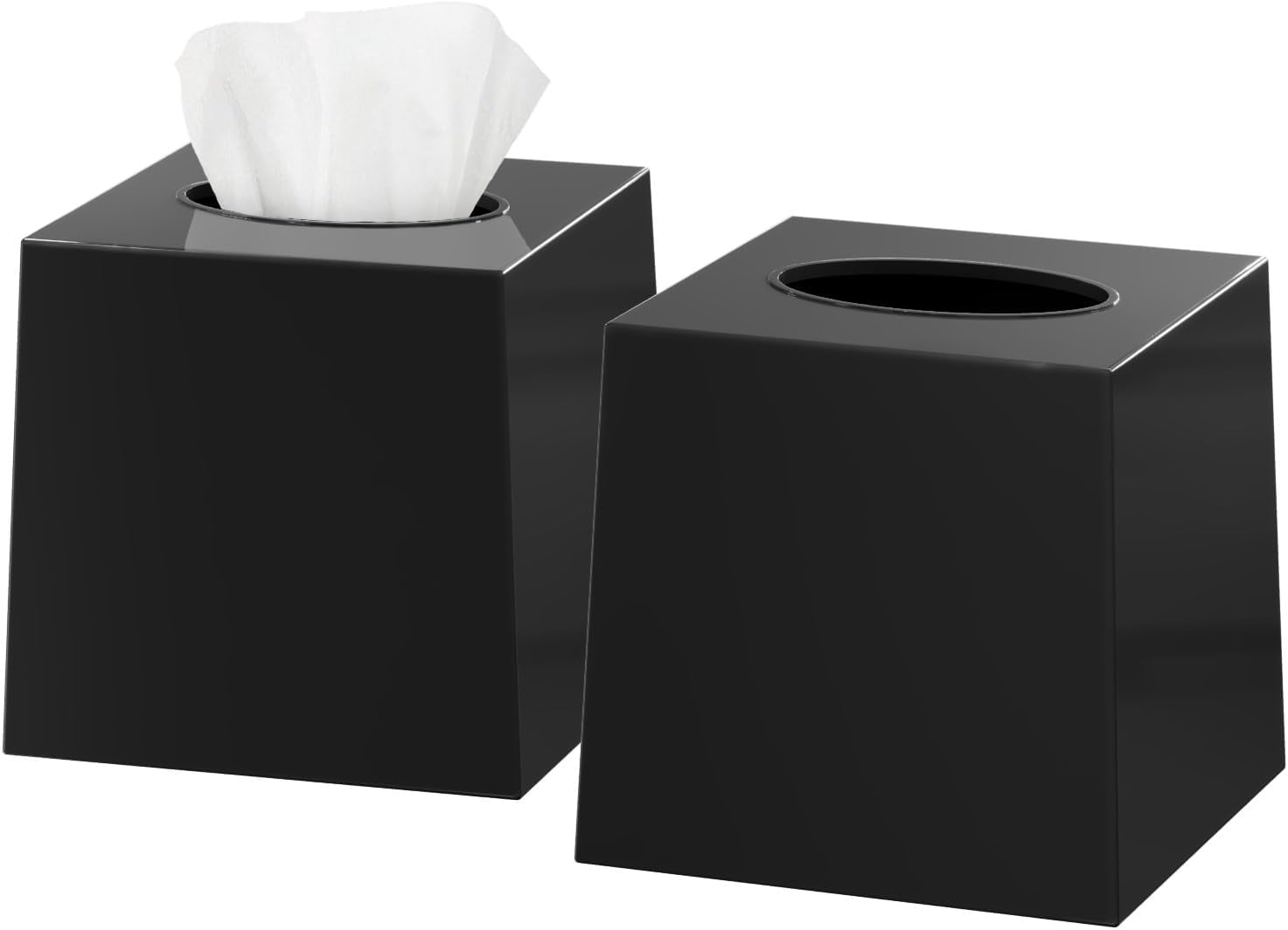 2 Pack Black Tissue Box Cover Square - Facial Cube Tissue Box Holder ...