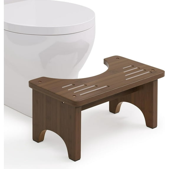 2 Pack Black Toilet Poop Stool - 6.7 Inch Bamboo Squatting Potty Stool ...