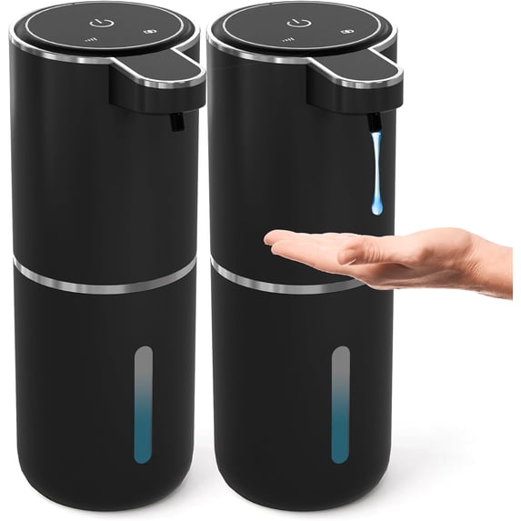 2 Pack Black Touchless Liquid Soap Dispenser, 12.8 oz Electric Wall ...