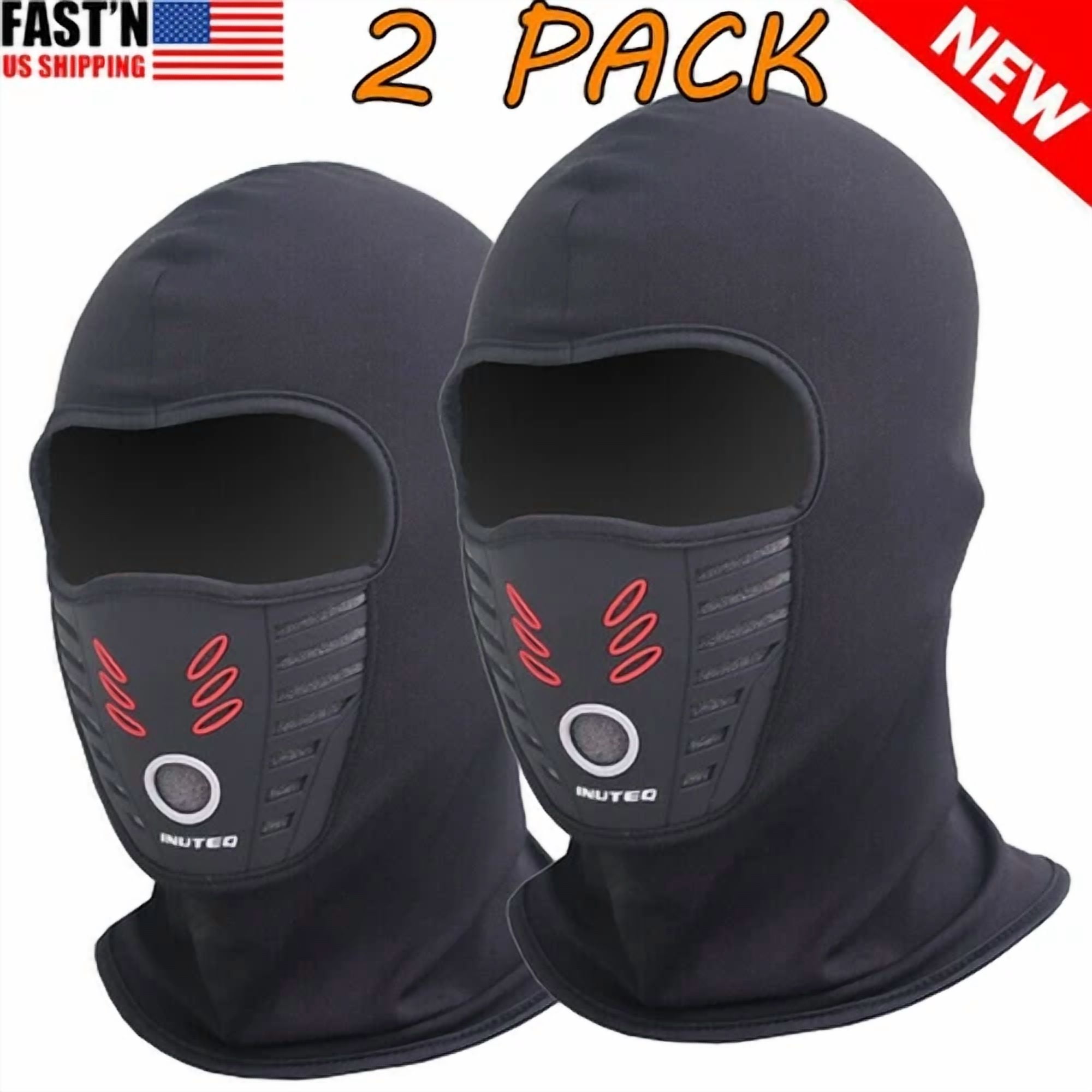 2 Pack Black Tube Bandana Baclava Neck Gaiter Scarf Motorcycle Bike ...