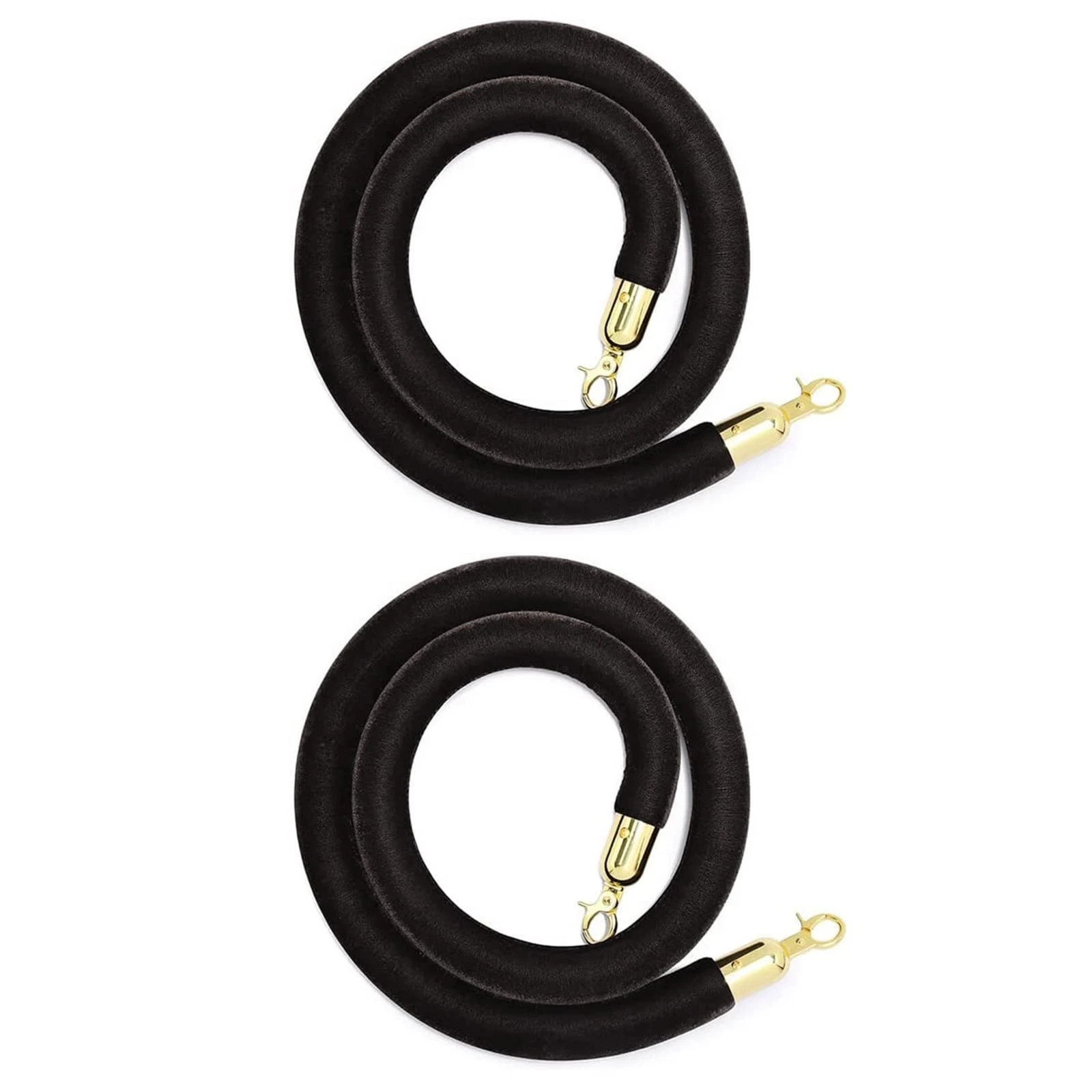 2 Pack Black Velvet Stanchion Rope With Gold Hooks Crowd Control Rope ...