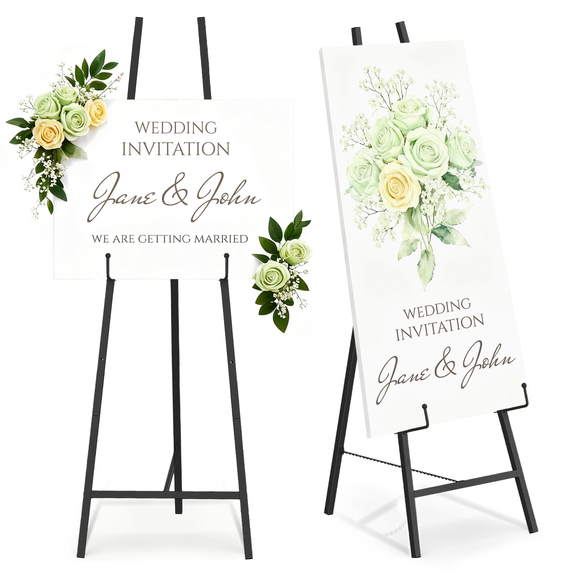 2-Pack Black Welcome Sign Stand 57.5", Adjustable Height & Chain, Heavy ...