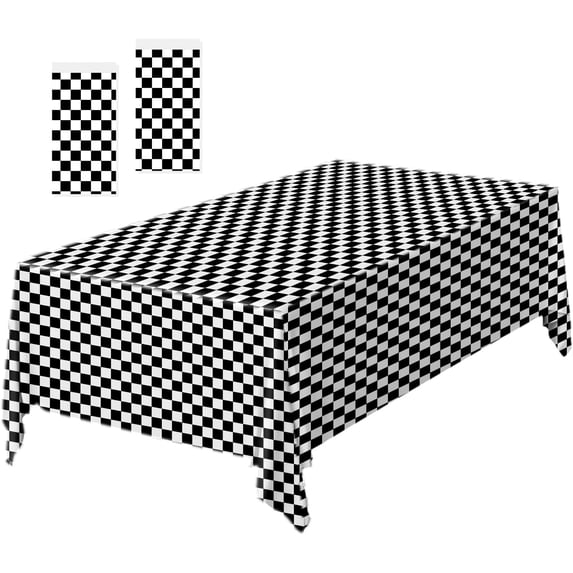 2 Pack Black and White Checkered Tablecloth 54 × 108 Inch Checkered ...