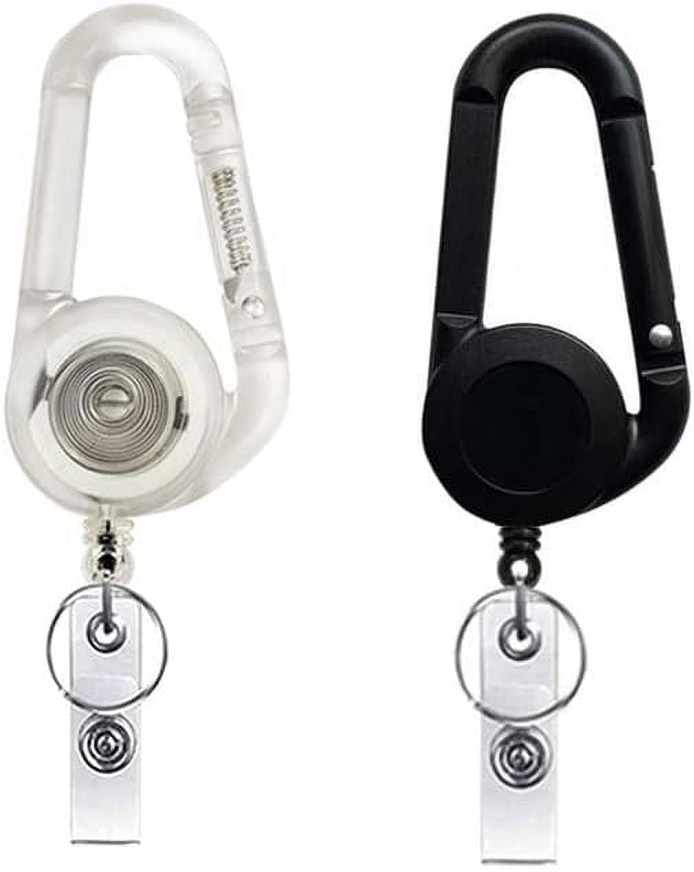 2 Pack Black & White Retractable Badge Holder Security ID Pull Key Tag ...